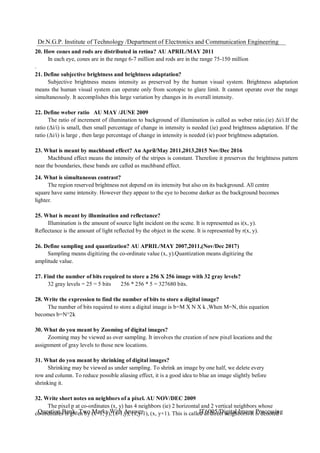 IT6005 digital image processing question bank | PDF