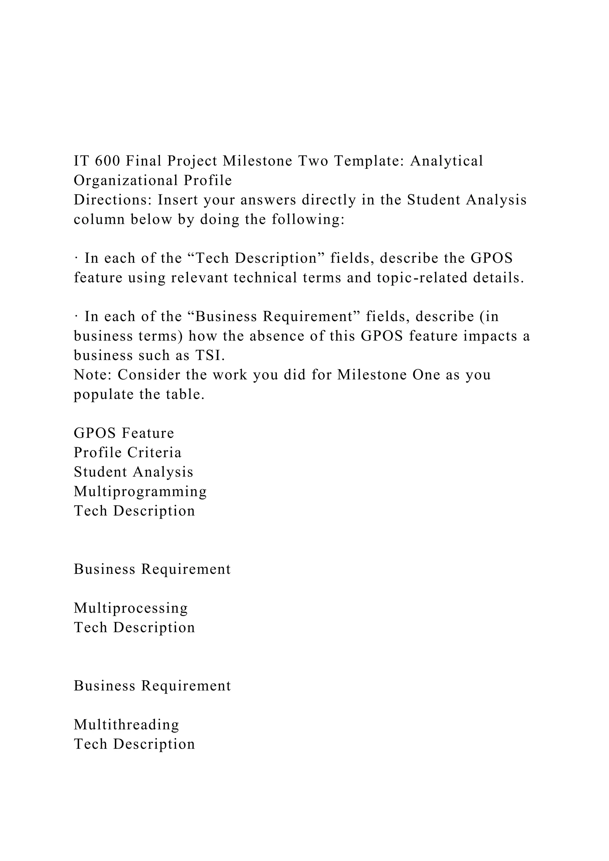 IT 600 Final Project Milestone Two Template Analytical Organi.docx