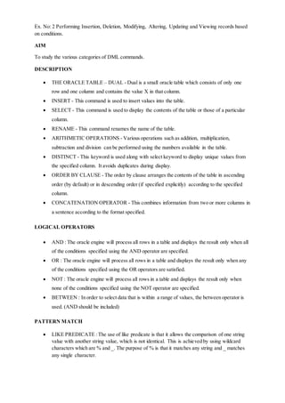 It6312 dbms lab-ex2 | DOCX