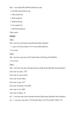It6312 dbms lab-ex2 | DOCX