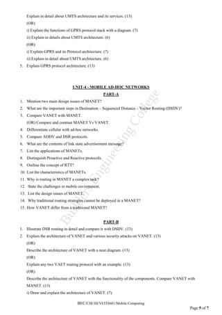 IT6601 Mobile Computing Question Bank-2019 | PDF