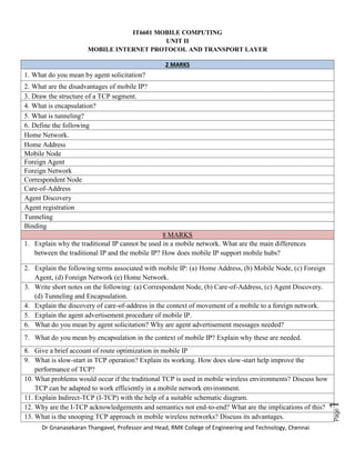 It6601 mobile computing unit 2 questions | PDF