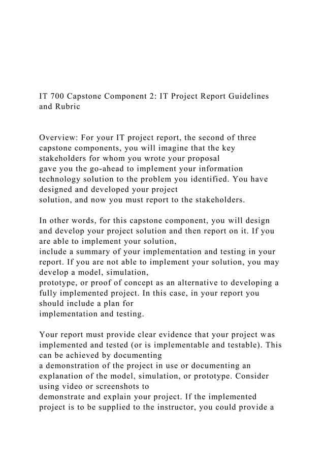 IT 700 Capstone Component 2 IT Project Report Guidelines a.docx