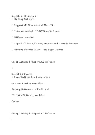 IT 8003 Cloud ComputingGroup Activity 1 SuperTAX Soft.docx | Cloud Computing | Internet