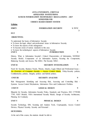 It8073 information security syllabus | DOCX