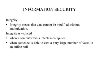 IT8073 INFORMATION SECURITY FOR FINAL YEAR COMPUTER SCIENCE ENGINEERING | PPT
