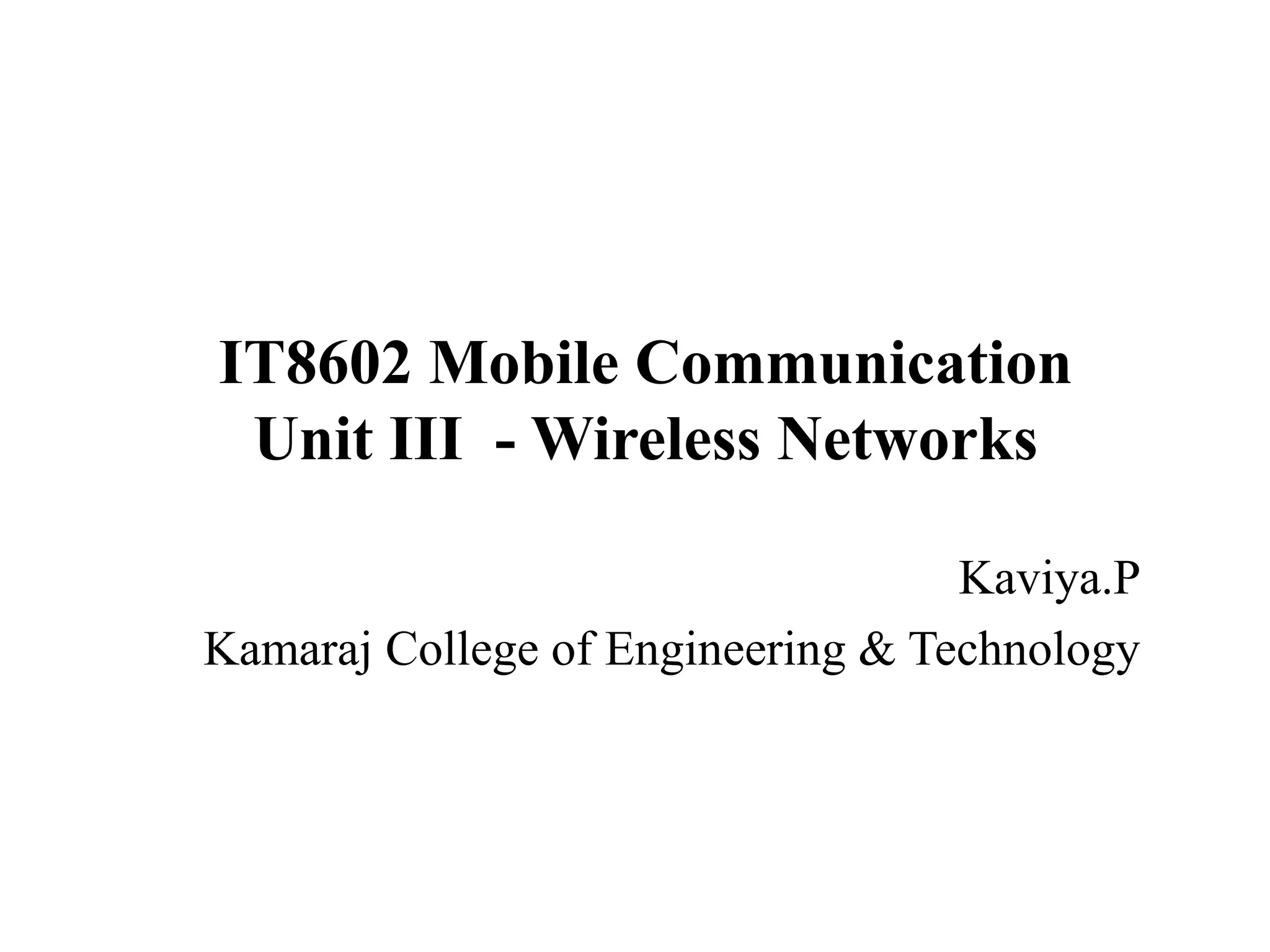 IT8602 Mobile Communication - Unit III | PDF