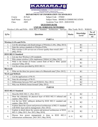 IT8602 Mobile Communication Question Bank | PDF