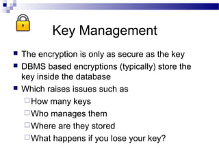 Database Security & Encryption | PPT | Databases | Computer Software and Applications