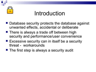 Database Security & Encryption | PPT | Databases | Computer Software and Applications