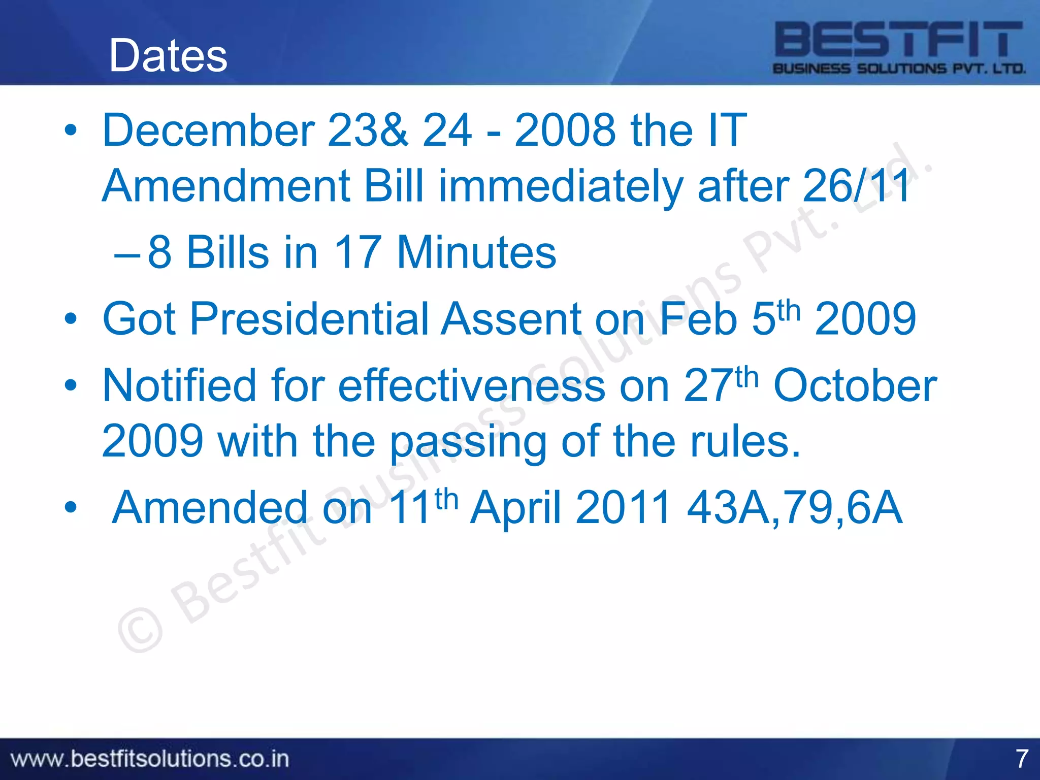 Information Technology Amendment Act 2008 | PPTX
