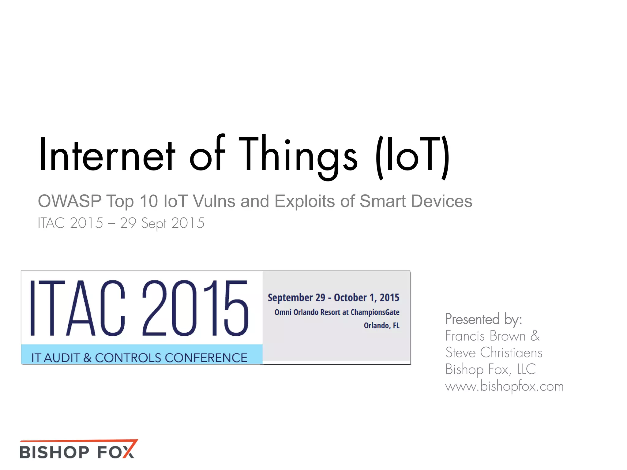 OWASP – Internet of Things (IoT) – Top 10 Vulnerabilities List | PDF