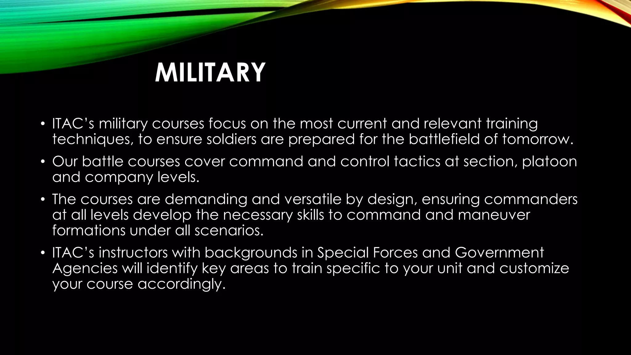 ITAC instruction & training programs | PPTX