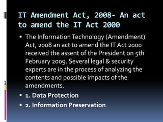 IT Act 2000 & IT Act 2008 | PPTX