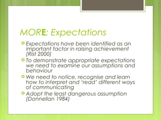 MORE: Means, Opportunities, Reasons and Expectations | PPT