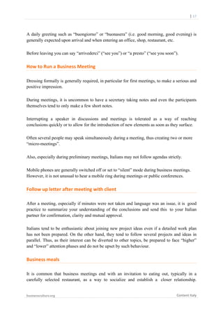 Italian business culture guide - Learn about Italy | PDF