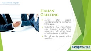 Italian Business Etiquette | PDF | Business | Business and Finance