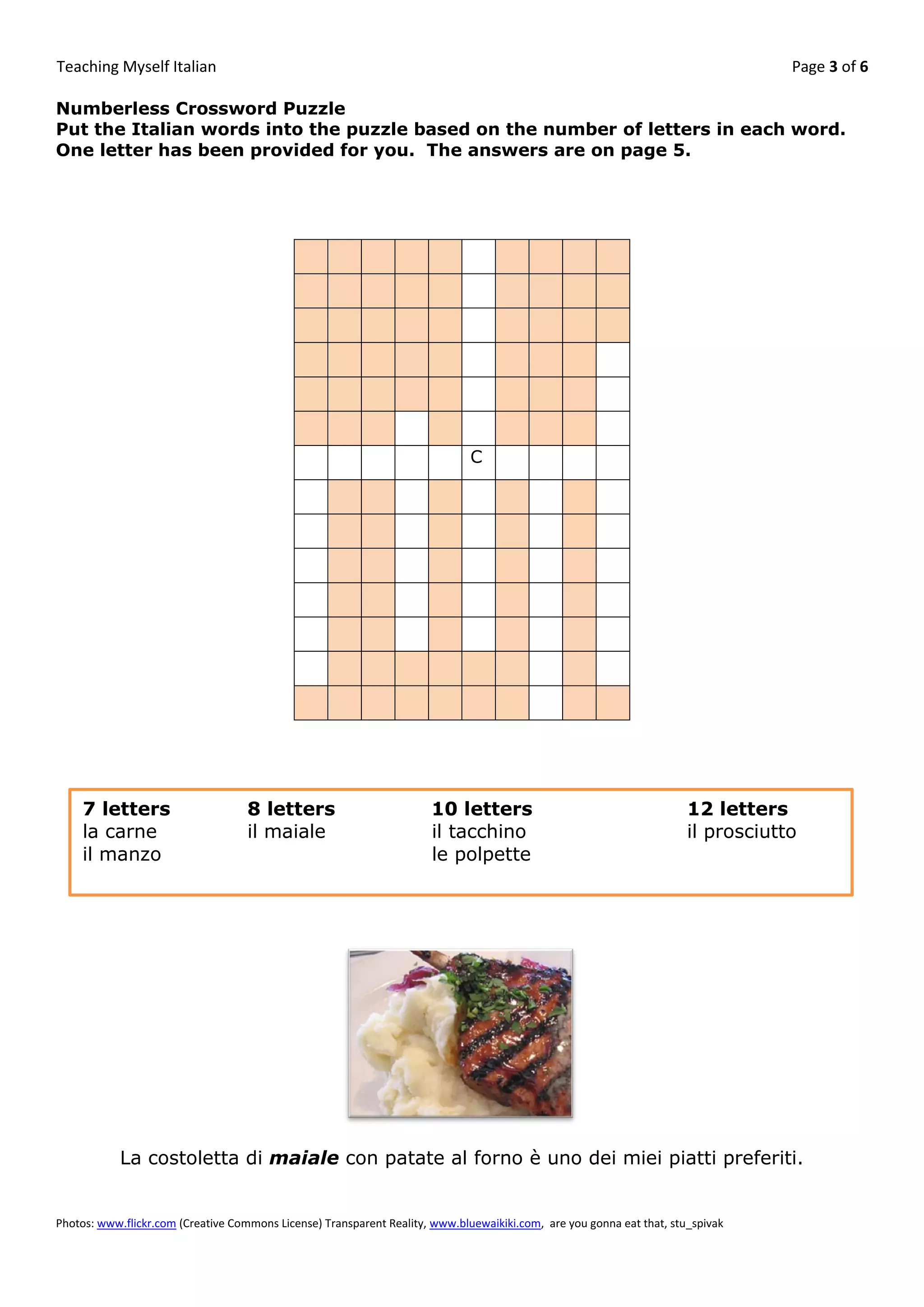 Italian food vocabulary meat and poultry | PDF