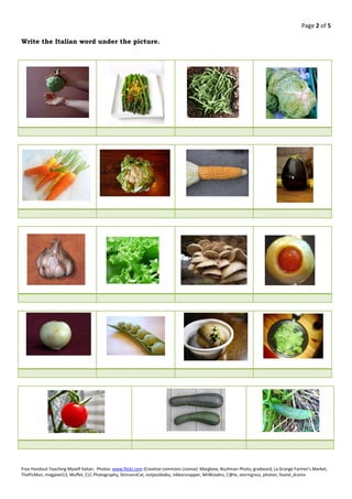 Italian food vocabulary vegetables | PDF