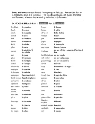 Italian I tutorial | PDF