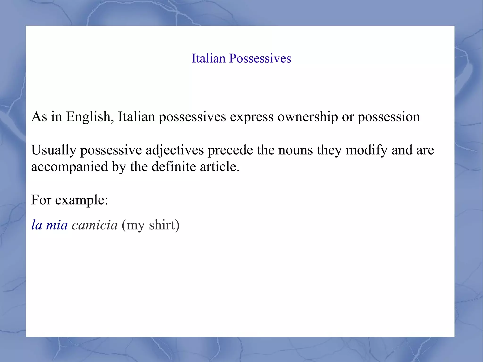 Italian Possessives Presentation | PPT