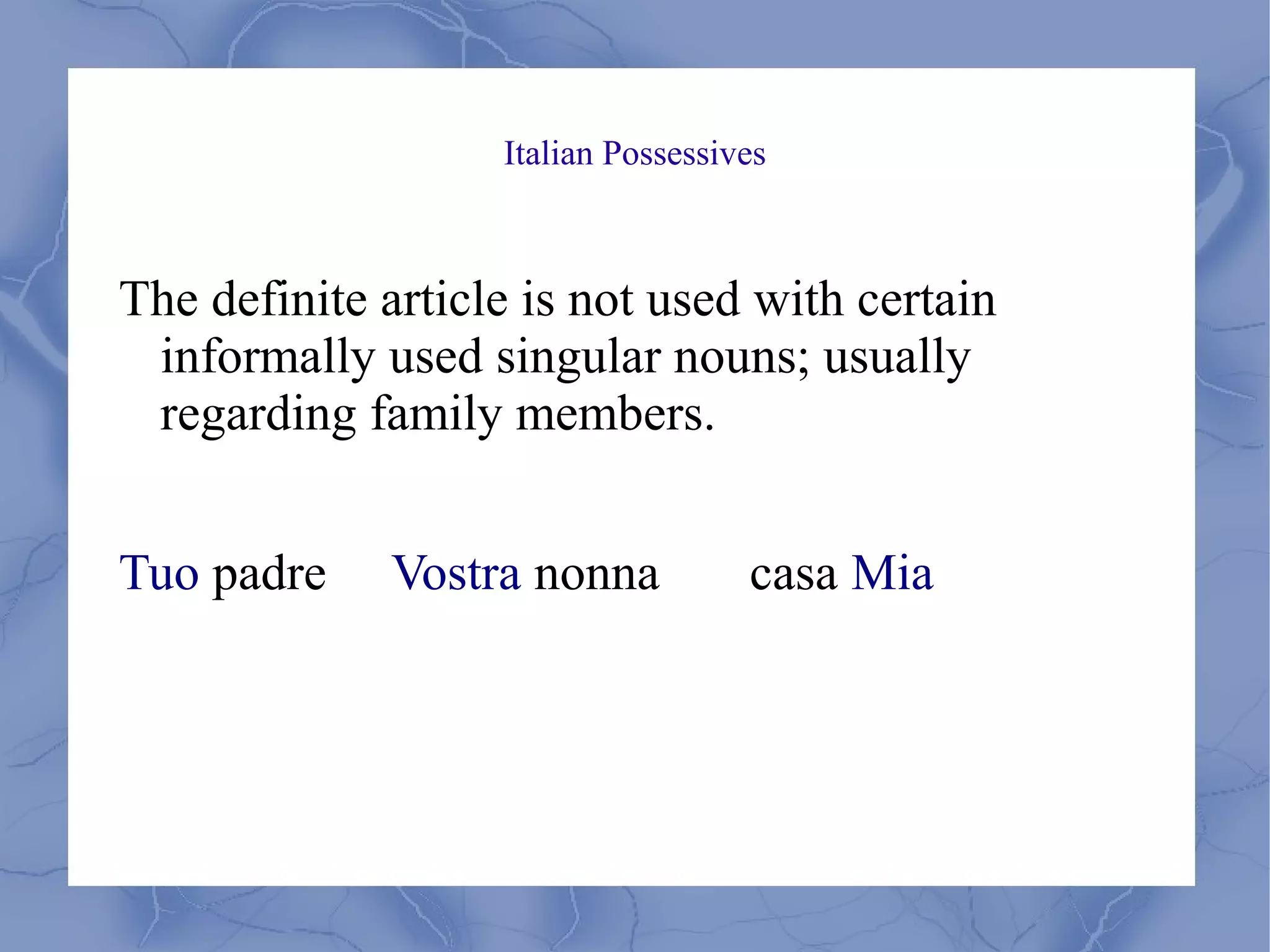 Italian Possessives Presentation | PPT