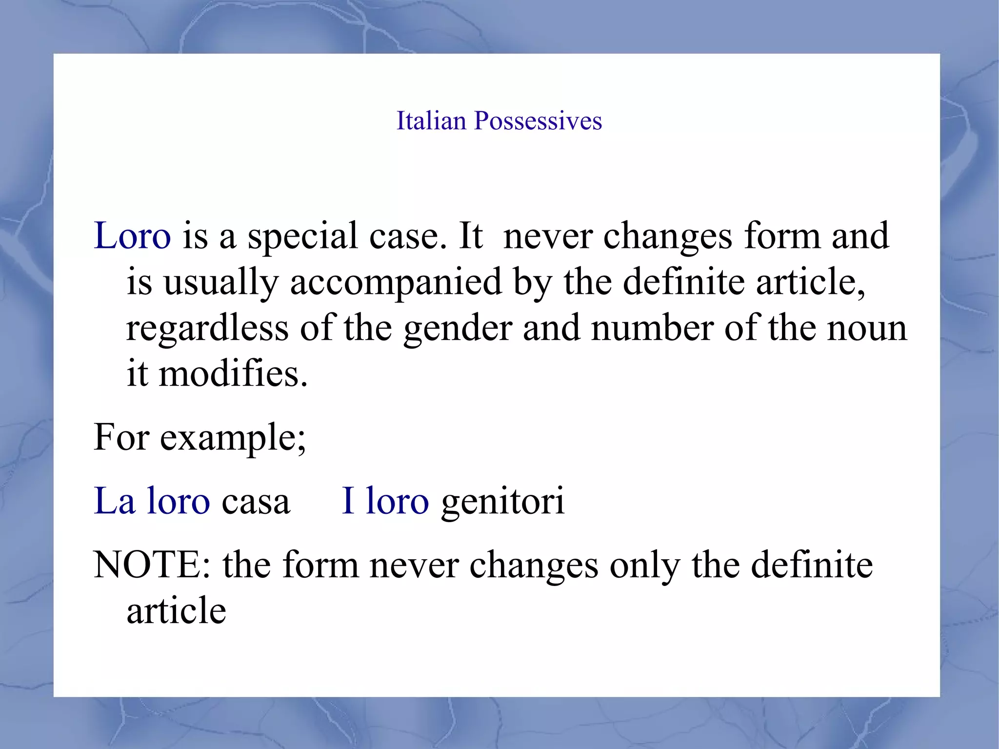 Italian Possessives Presentation | PPT