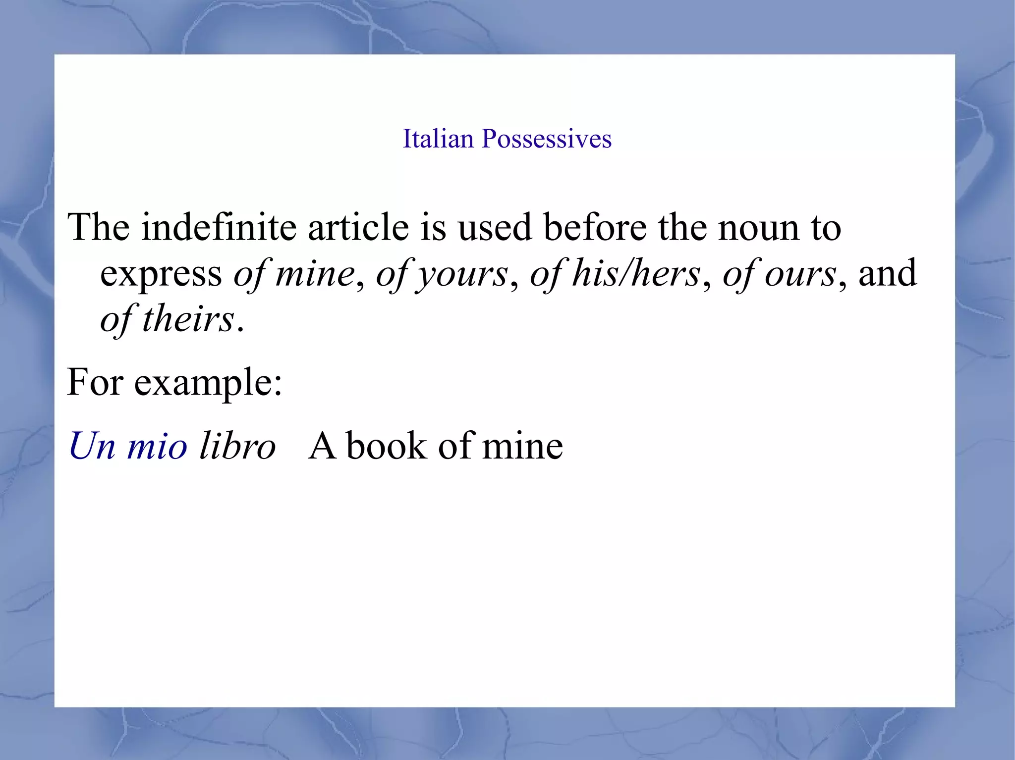 Italian Possessives Presentation | PPT