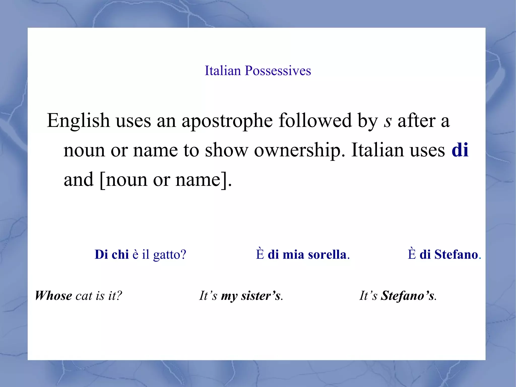 Italian Possessives Presentation | PPT