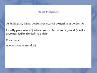 Italian Possessives Presentation | PPT