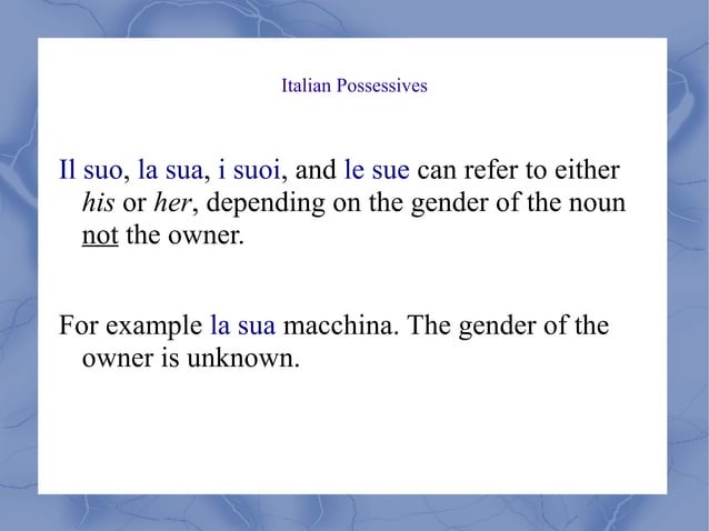 Italian Possessives Presentation | PPT