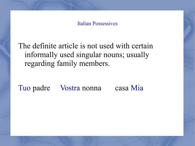 Italian Possessives Presentation | PPT