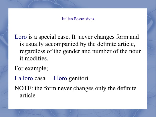 Italian Possessives Presentation | PPT