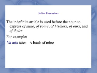 Italian Possessives Presentation | PPT