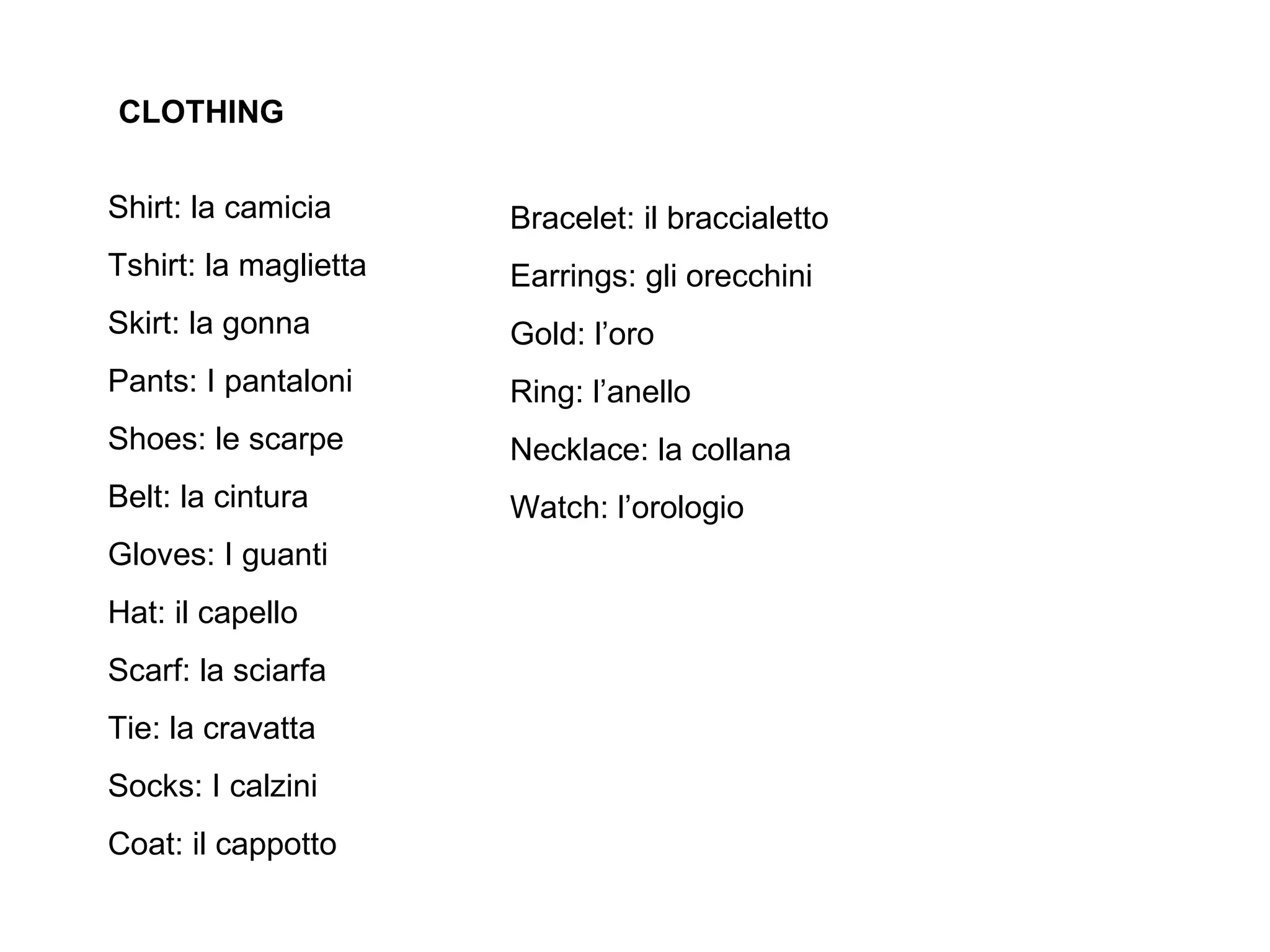 Italian ppt basic vocabulary | PPT