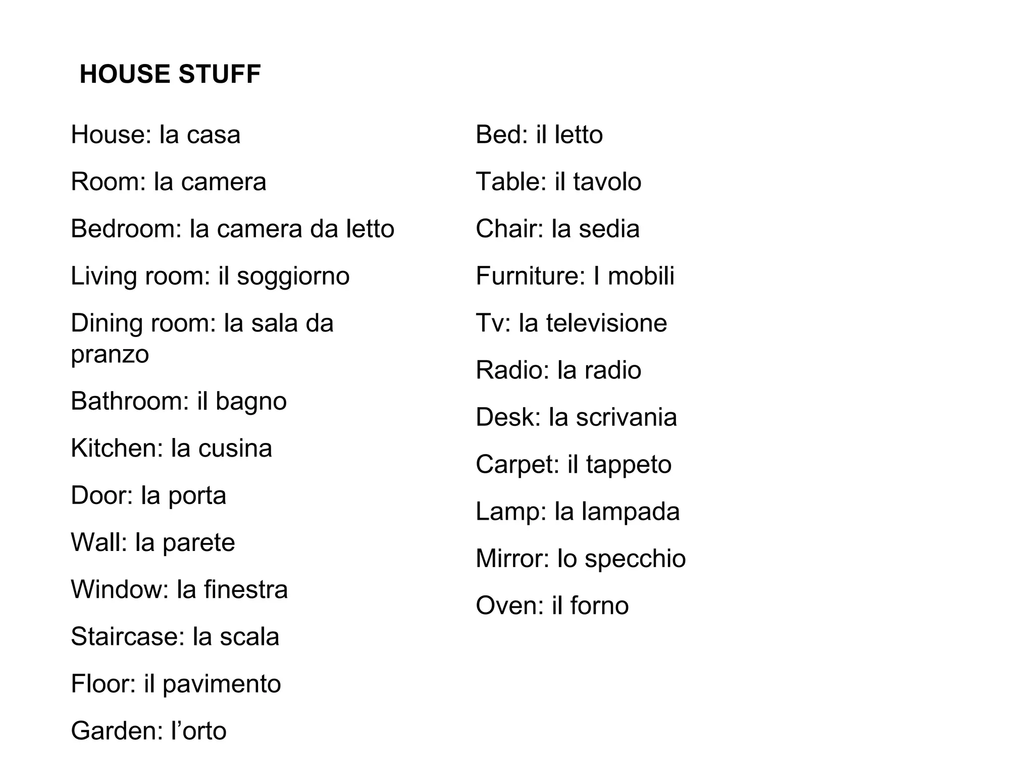 Italian ppt basic vocabulary | PPT