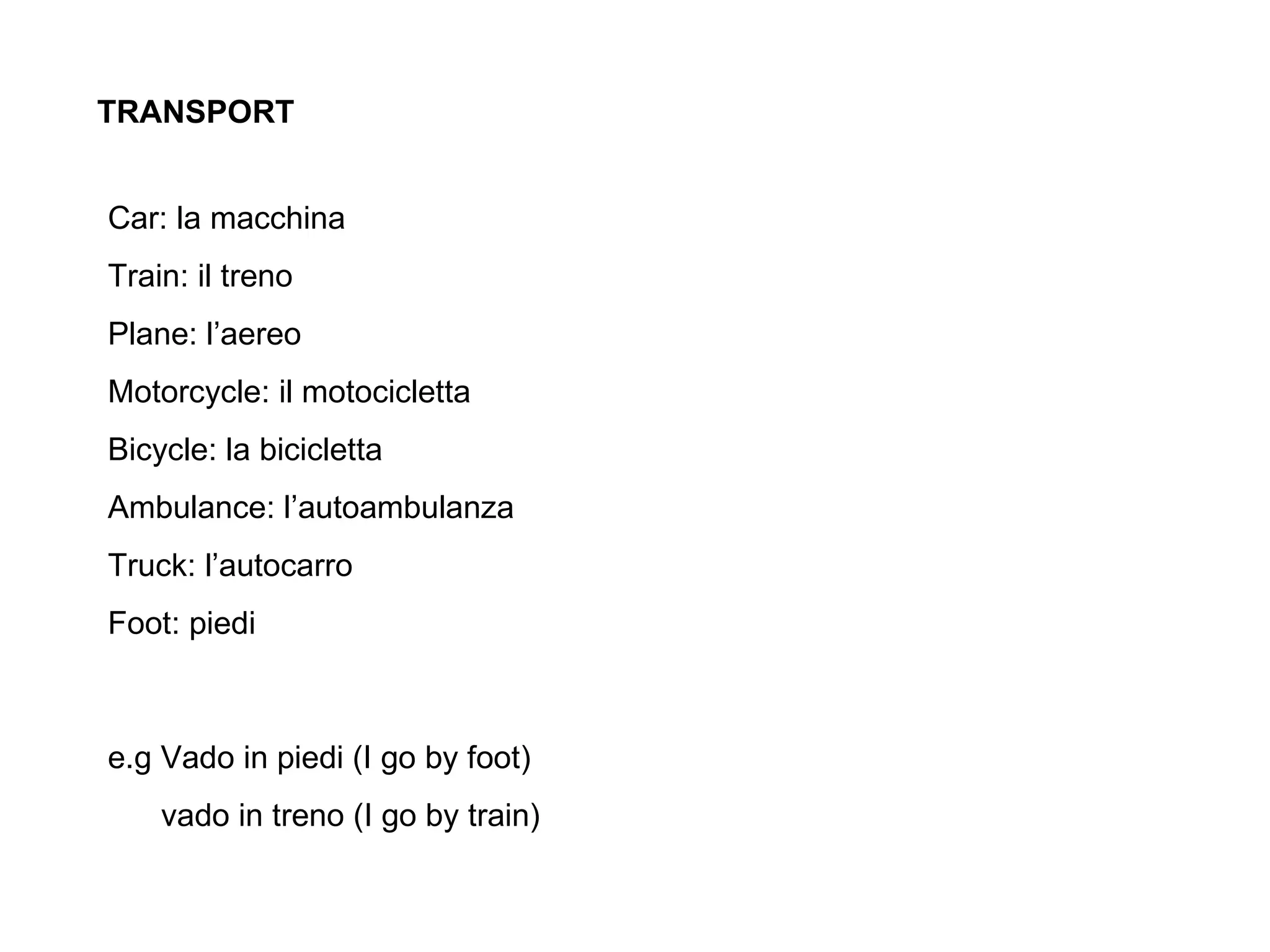 Italian ppt basic vocabulary | PPT