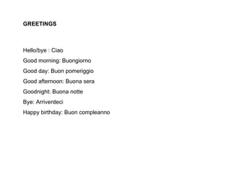 Italian ppt basic vocabulary | PPT