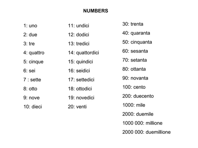 Italian ppt basic vocabulary | PPT