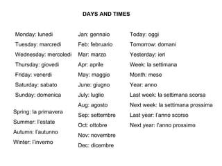 Italian ppt basic vocabulary | PPT