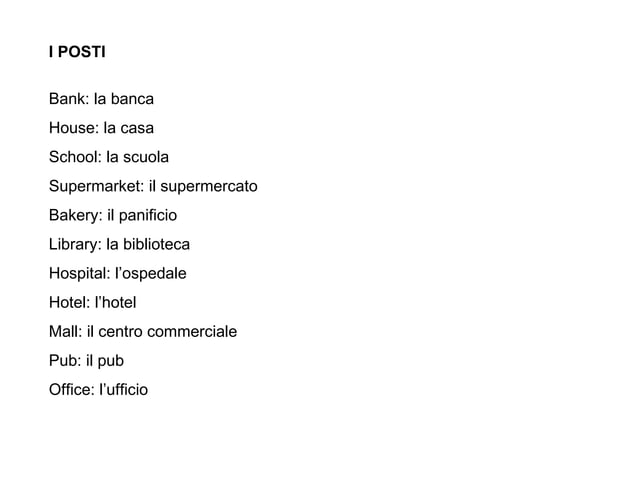 Italian ppt basic vocabulary | PPT