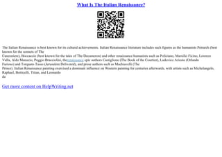 Italian Renaissance | PDF | Painting | Arts and Crafts