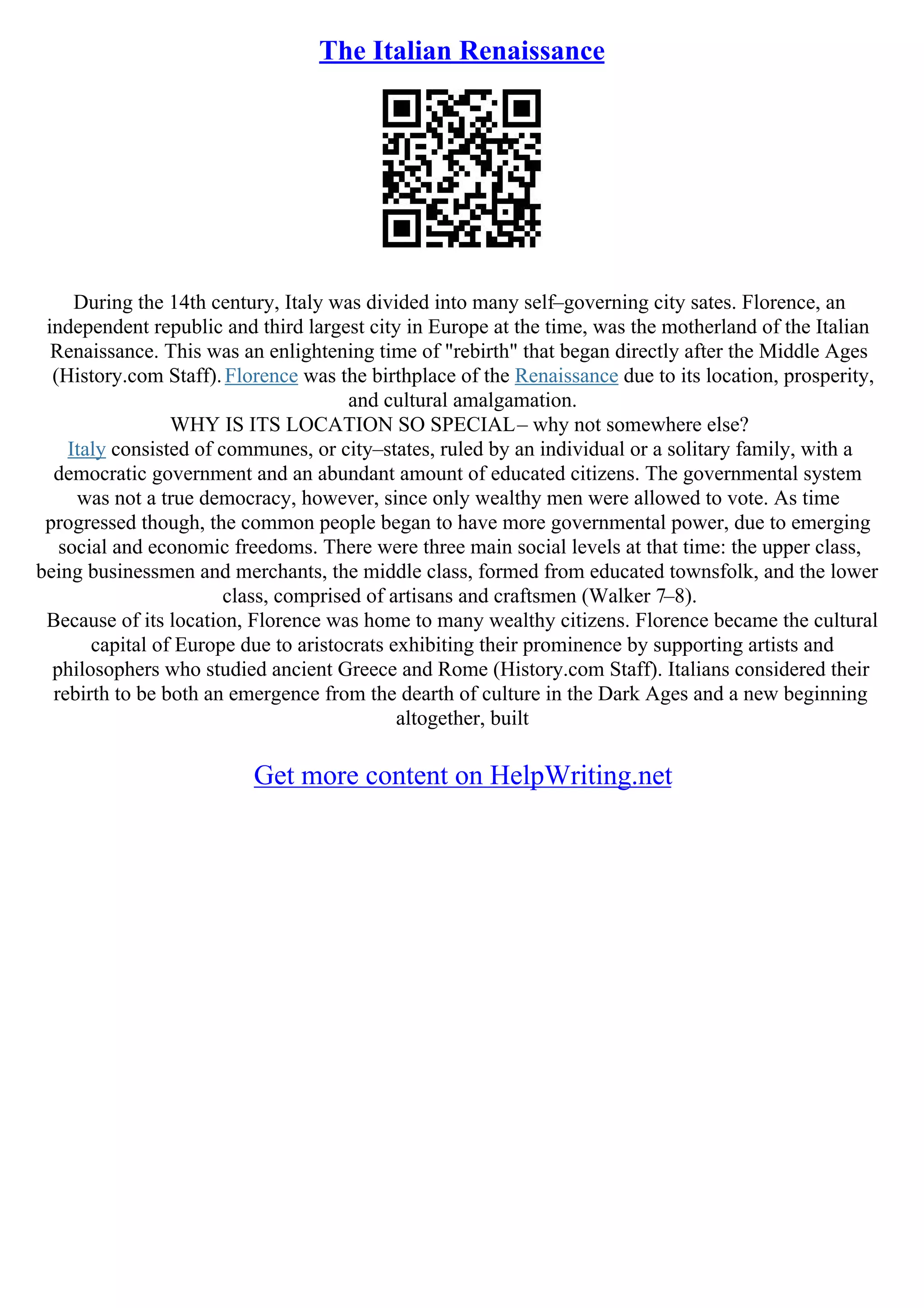 Italian Renaissance Essay | PDF