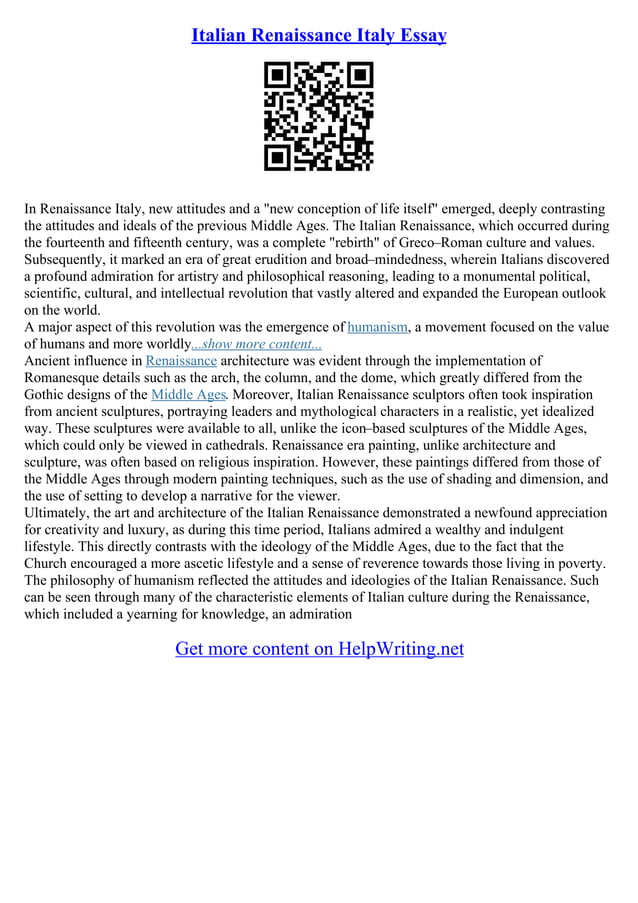 Italian Renaissance Essay | PDF | Fine Art