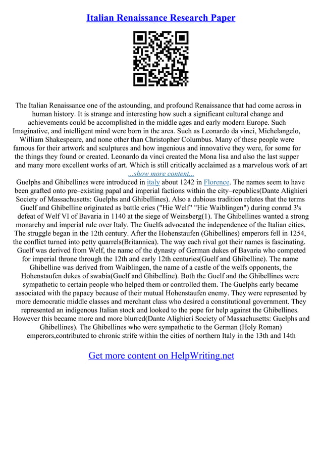 Italian Renaissance Essay | PDF | Fine Art