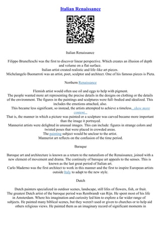 Italian Renaissance Essay | PDF | Fine Art