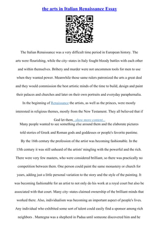 Italian Renaissance Essay | PDF