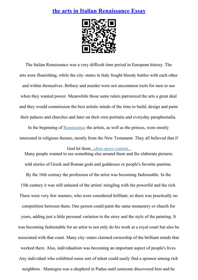 Italian Renaissance Essay | PDF | Fine Art