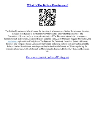 Italian Renaissance Essay | PDF