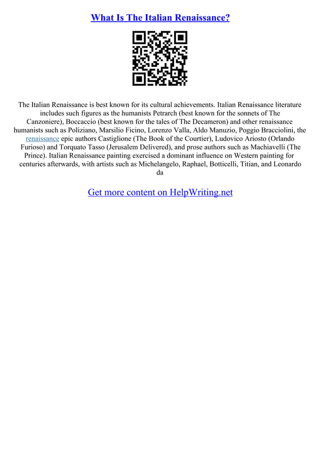 Italian Renaissance Essay | PDF | Fine Art